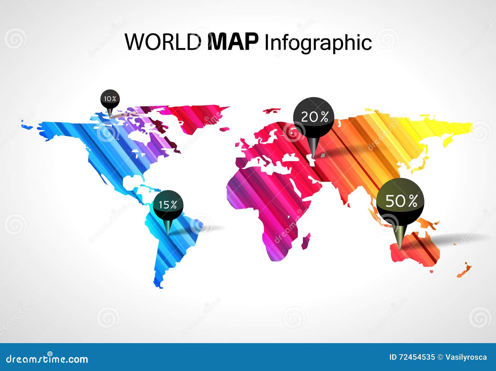 Abstract World Map Infographic with Points and Destinations Stock ...