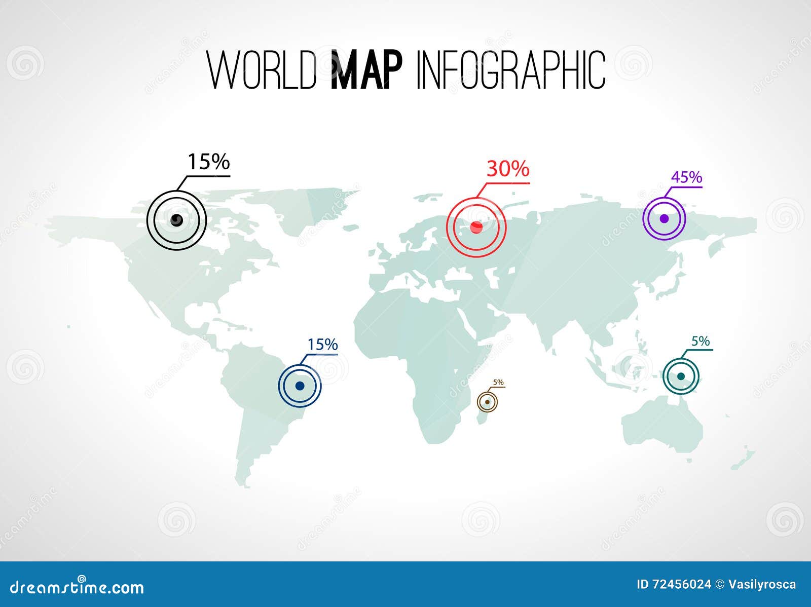 Abstract World Map Infographic with Points and Destinations Stock ...