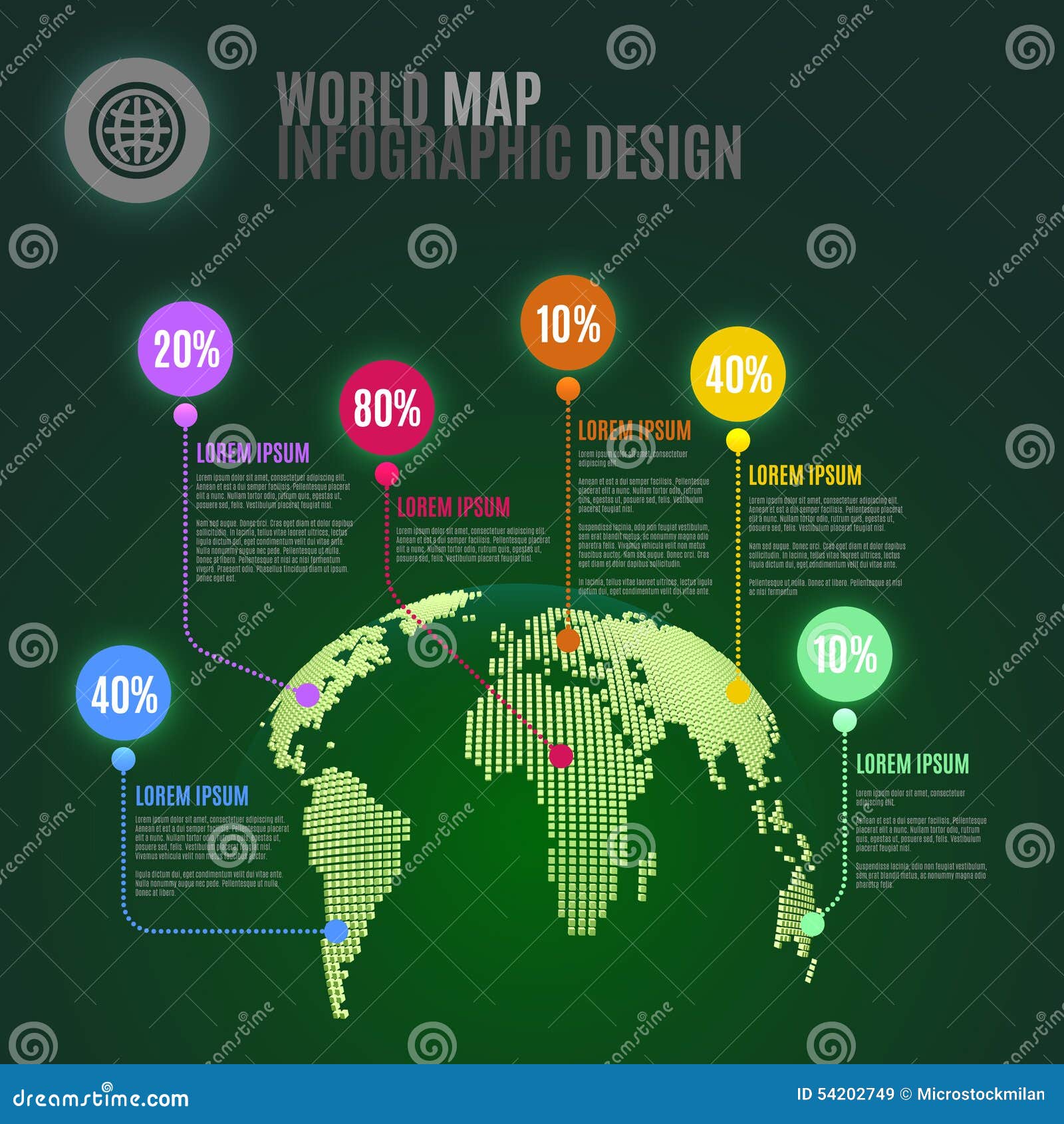 Abstract World Map stock vector. Illustration of information - 54202749