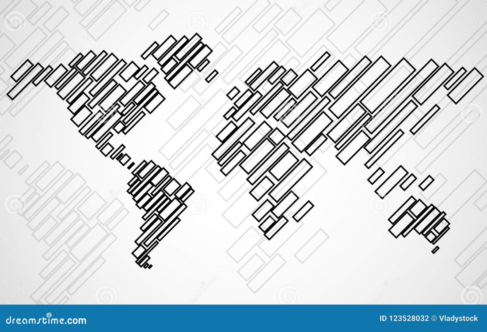 Abstract World Map with Lines. World Stripes Map Stock Vector ...