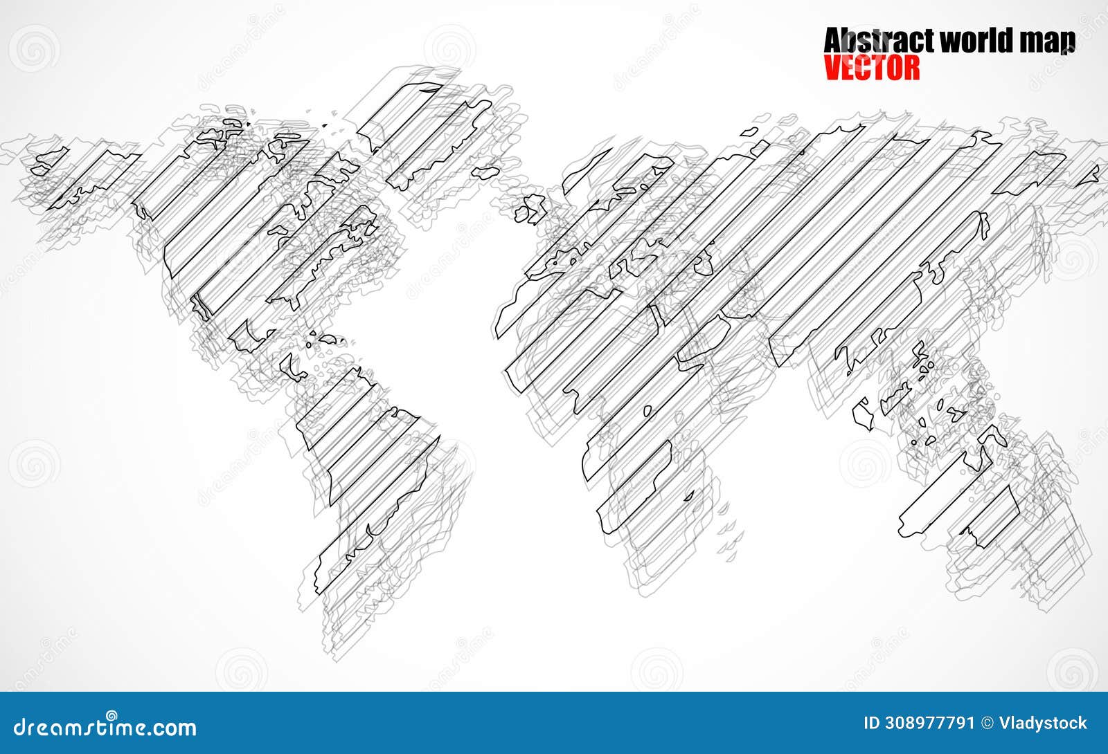 Abstract World Map with Lines. World Stripes Map Stock Vector ...