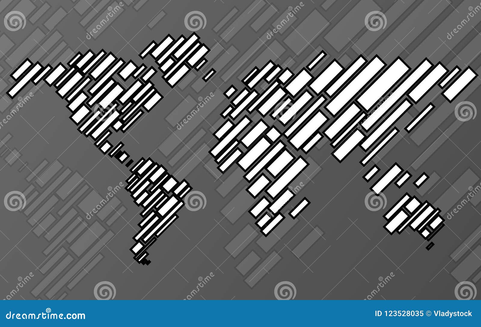 Abstract World Map with Lines. World Stripes Map Stock Vector ...