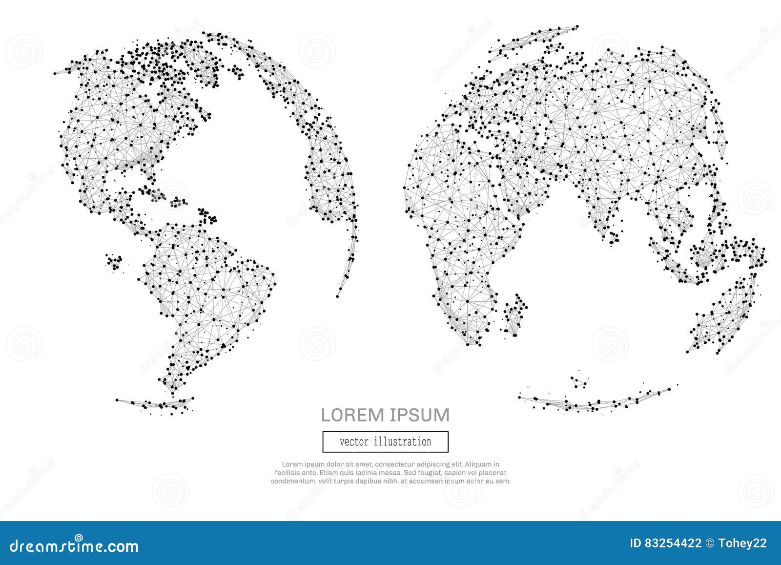Abstract World Map with Low Poly Stock Vector - Illustration of network ...