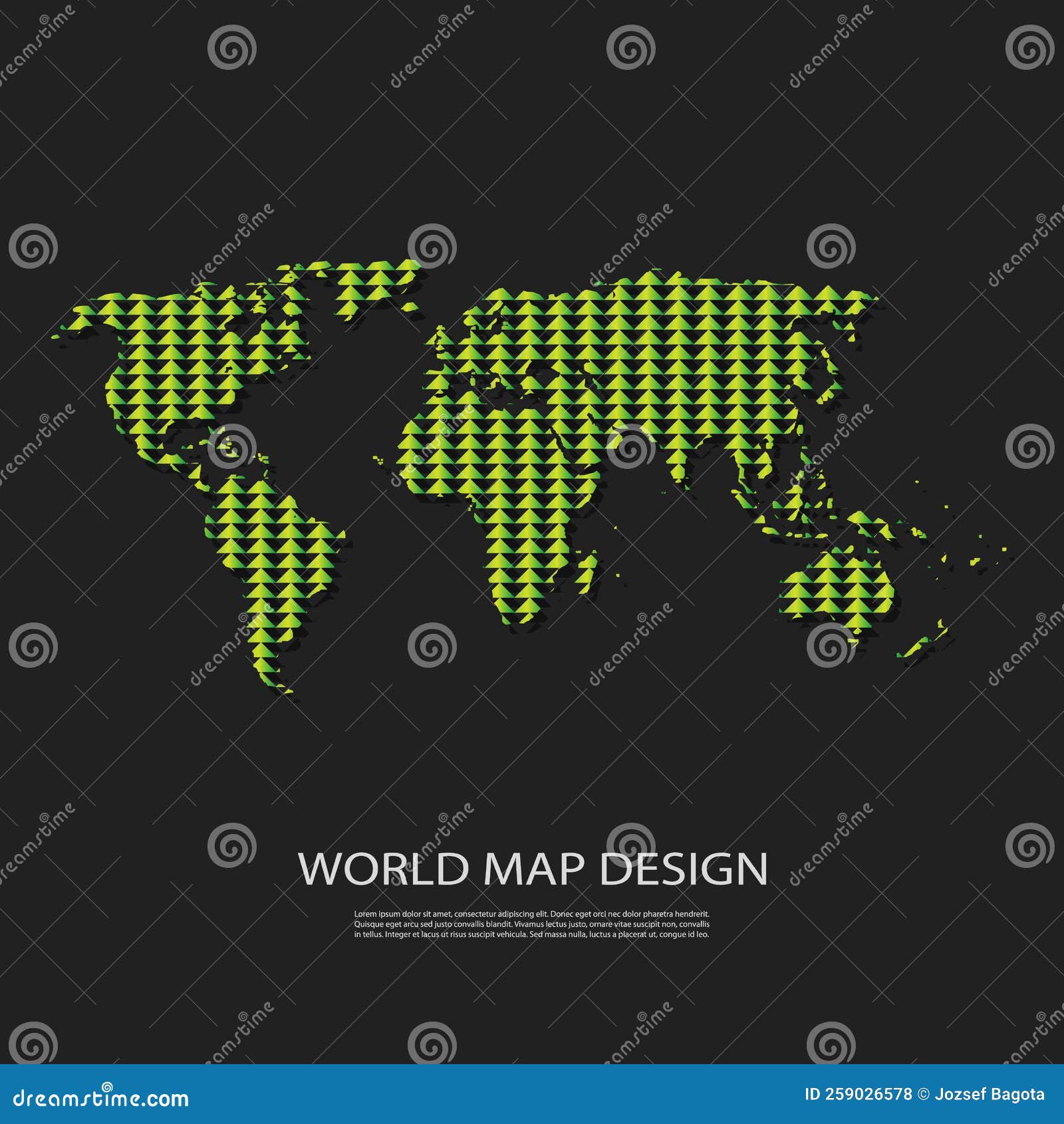Abstract World Map Made of Green Triangles Stock Vector - Illustration of graphics, flat: 259026578