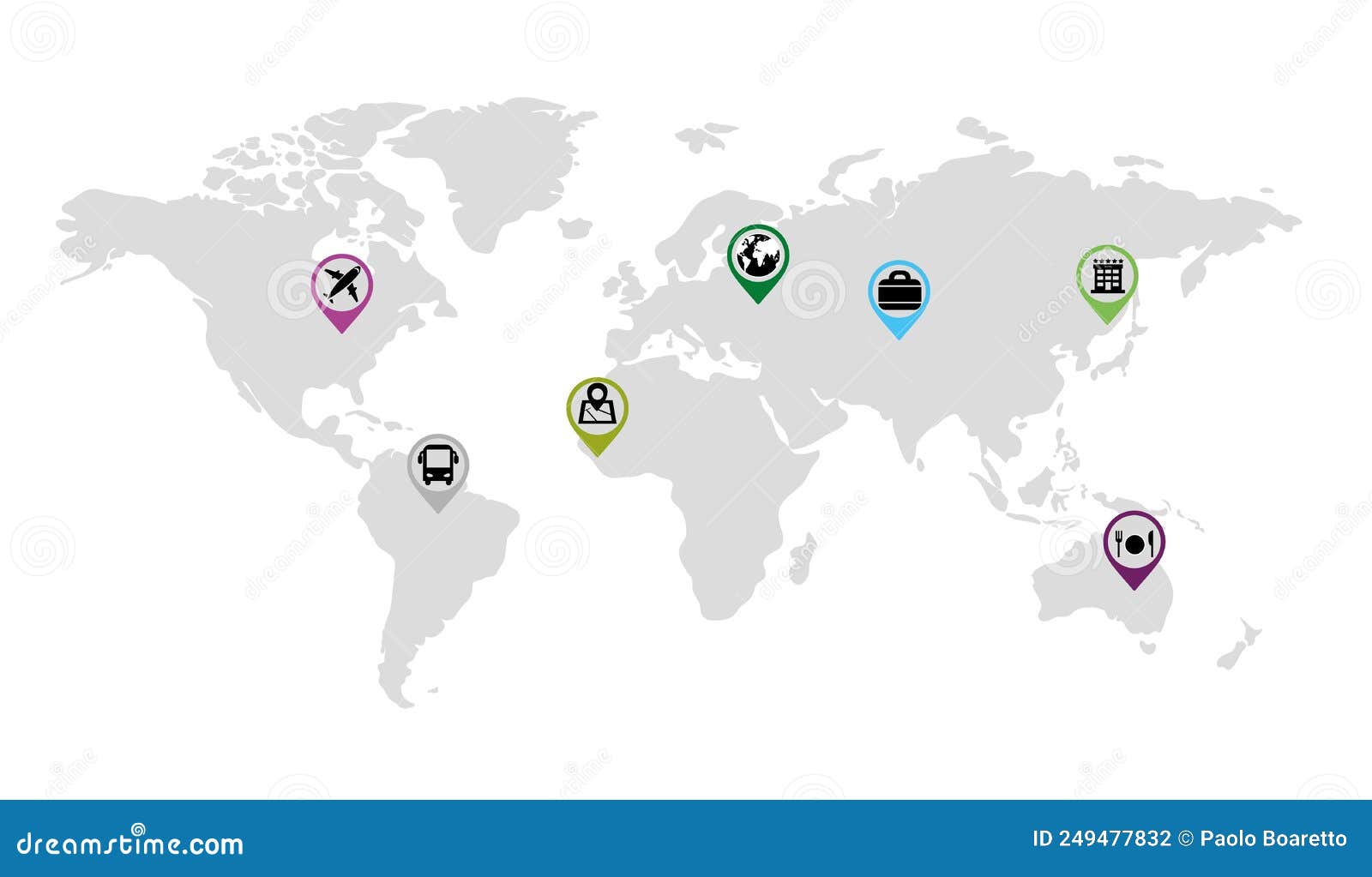 Abstract World Map with Pin Points Stock Illustration - Illustration of ...