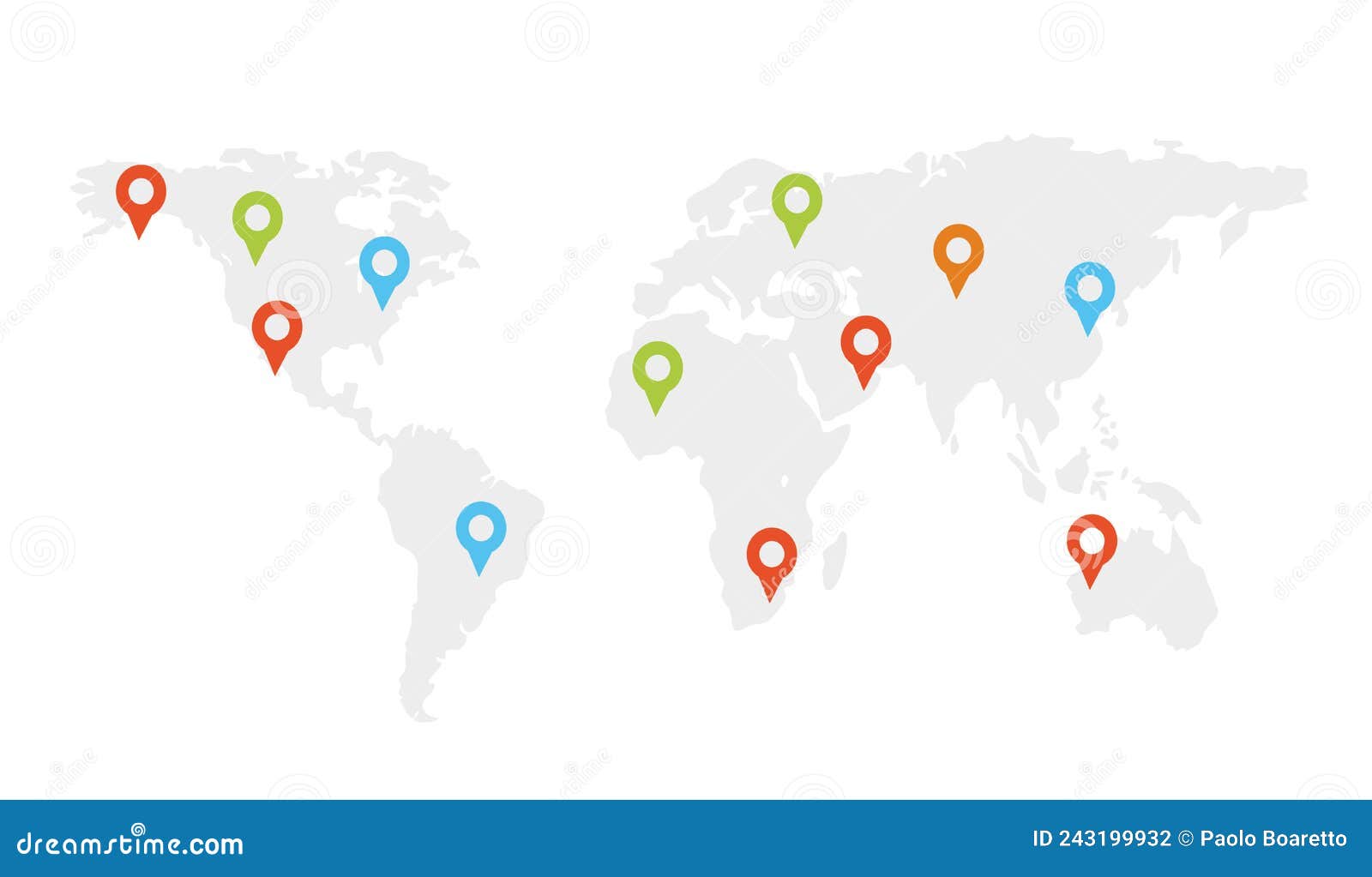 Abstract World Map with Pin Points Stock Illustration - Illustration of ...