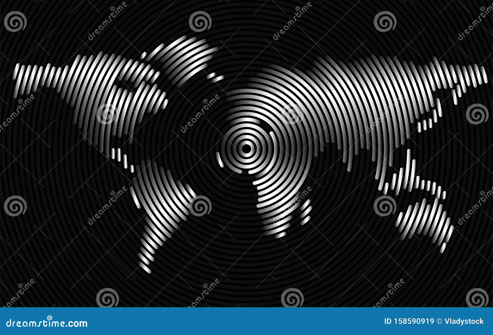 Abstract World Map of Radial Lines, Geography Background Stock Vector ...