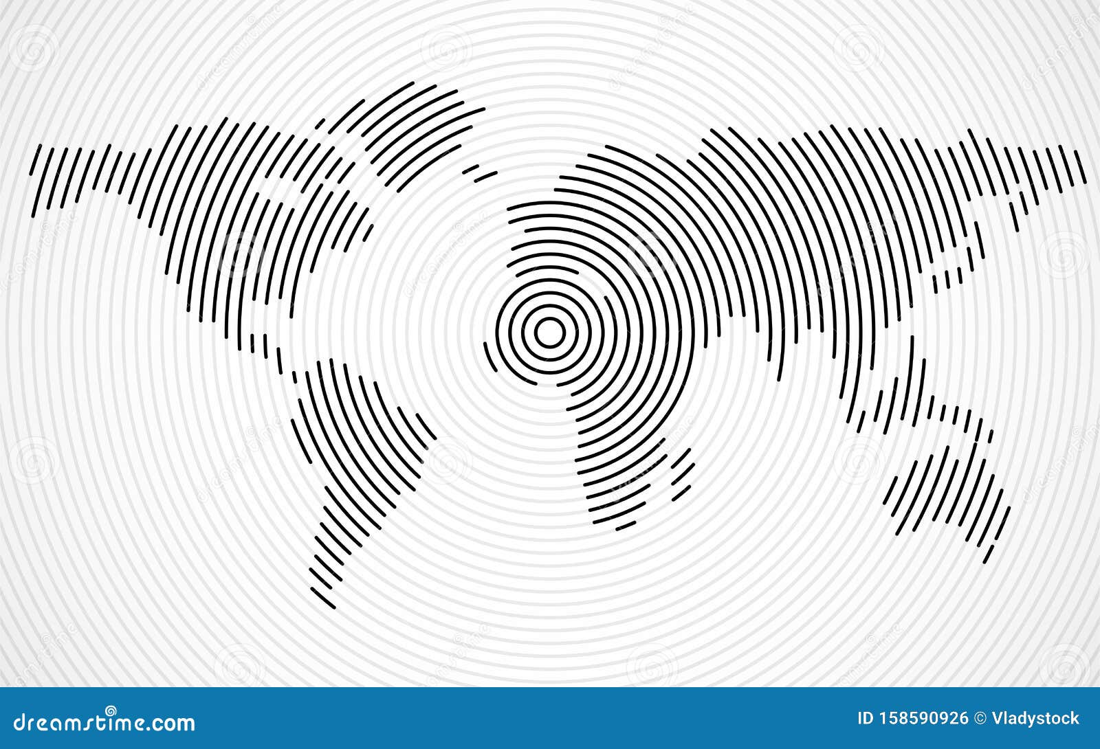 Abstract World Map of Radial Lines, Geography Background Stock Vector ...