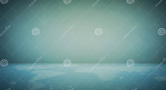 Abstract World Map Reflection on Gradient Blue Surface Stock ...