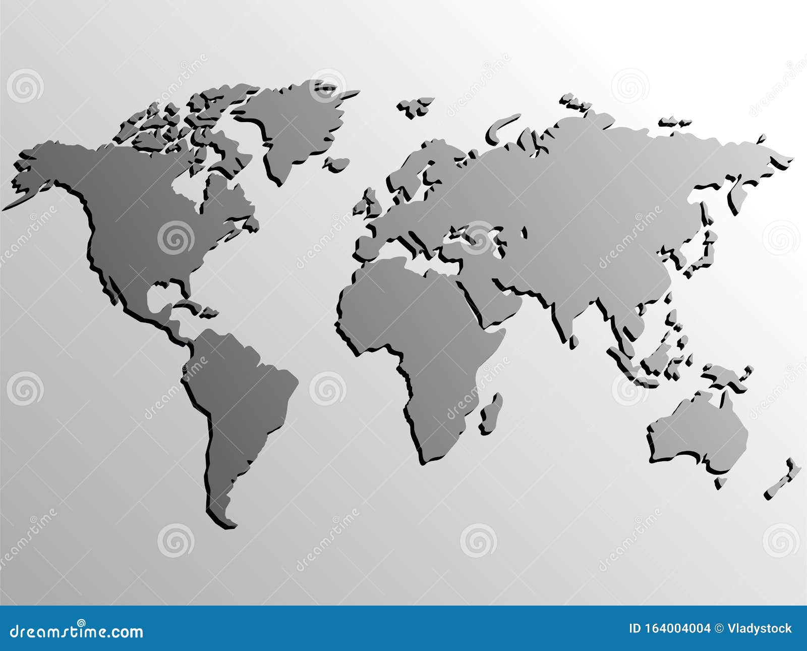 Abstract World Map with Shadow Stock Vector - Illustration of element ...
