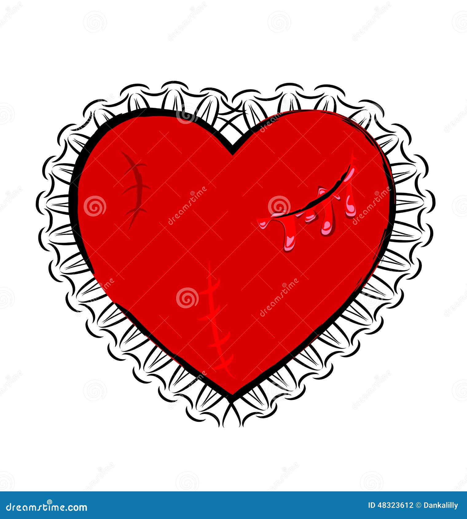 Abstract wounded heart stock vector. Illustration of drawing - 48323612