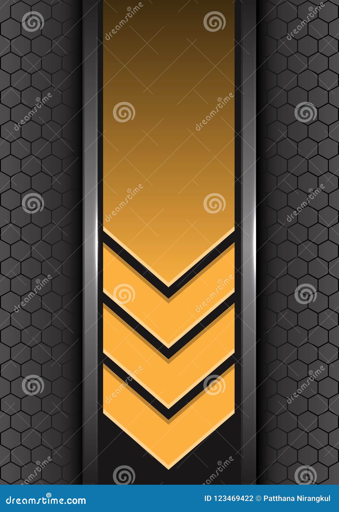 Abstract Yellow Arrow Direction On Gray Hexagon Mesh Design Modern Futuristic Background Vector