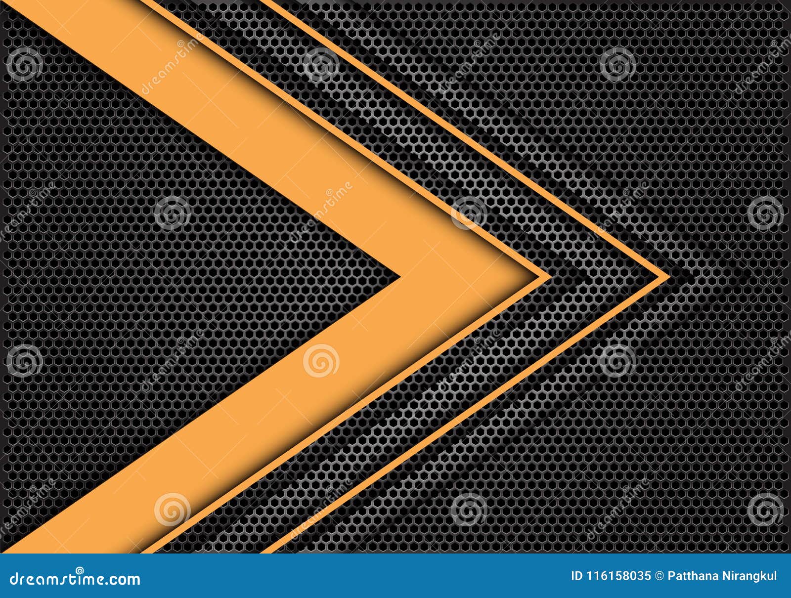 Abstract Yellow Arrow Speed Direction On Dark Gray Hexagon Mesh Design Modern Futuristic