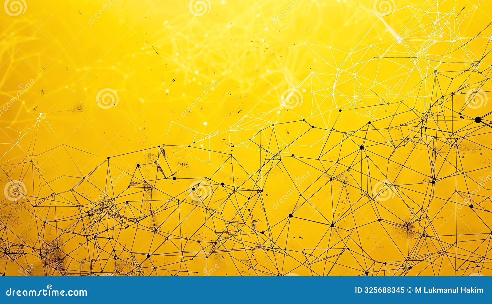 Abstract Yellow Background with Connecting Dots and Lines. Network ...