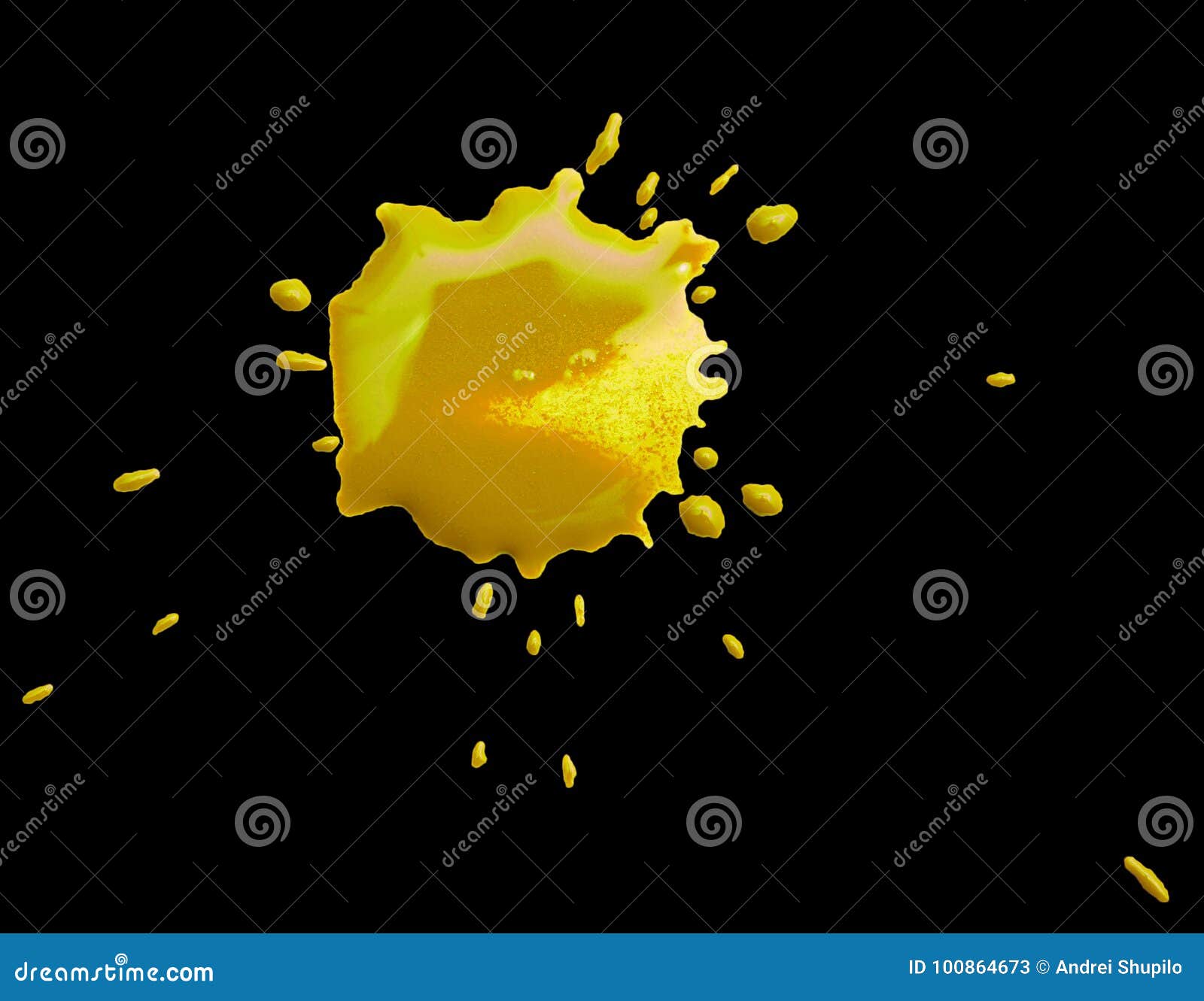 Abstract Yellow Blotch Drops on a Black Background Stock Image - Image ...