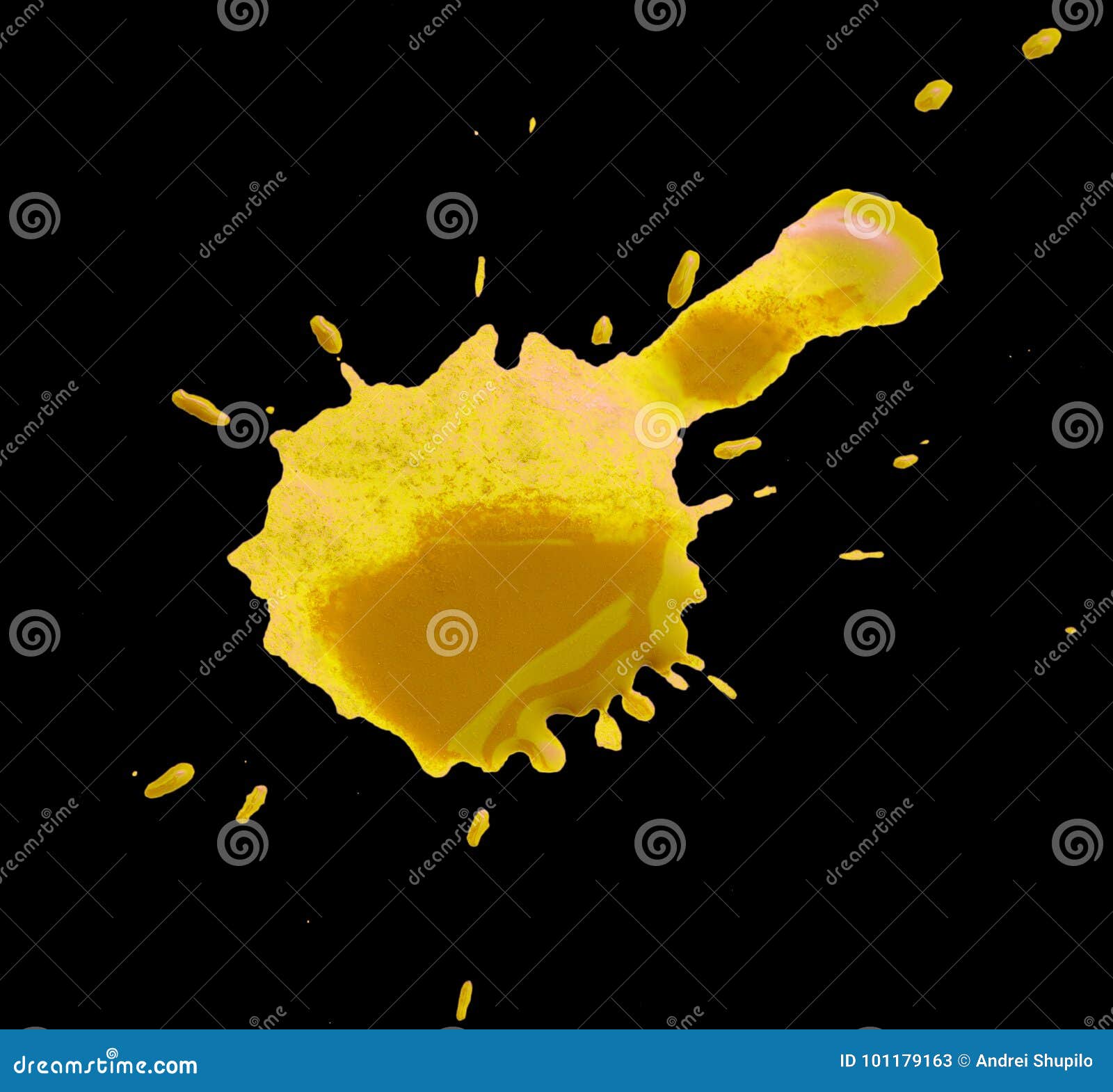 Abstract Yellow Blotch Drops on a Black Background Stock Image - Image ...