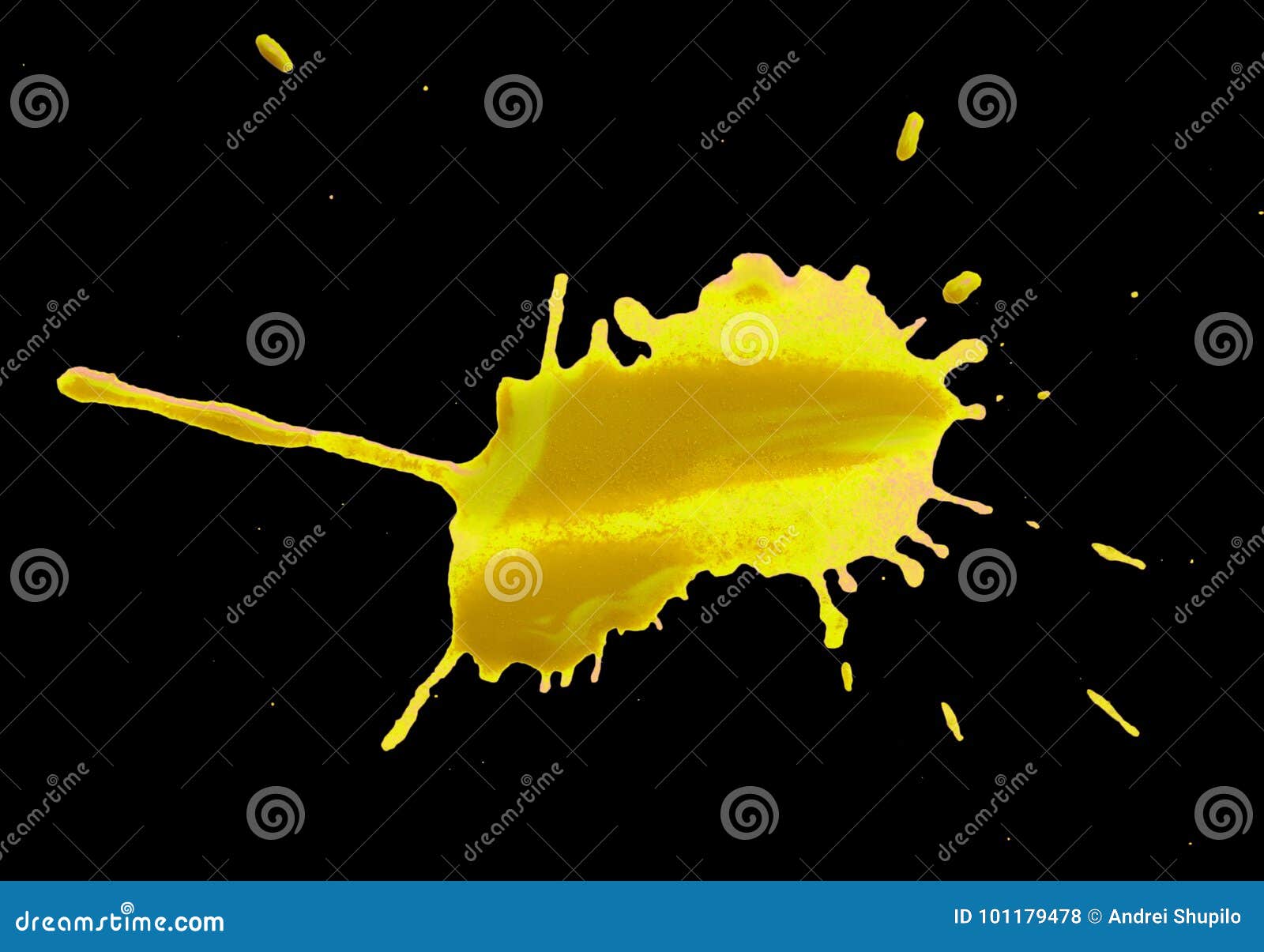 Abstract Yellow Blotch Drops on a Black Background Stock Photo - Image ...