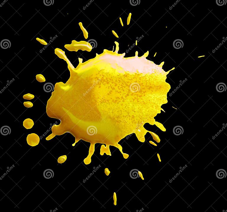 Abstract Yellow Blotch Drops on a Black Background Stock Photo - Image ...