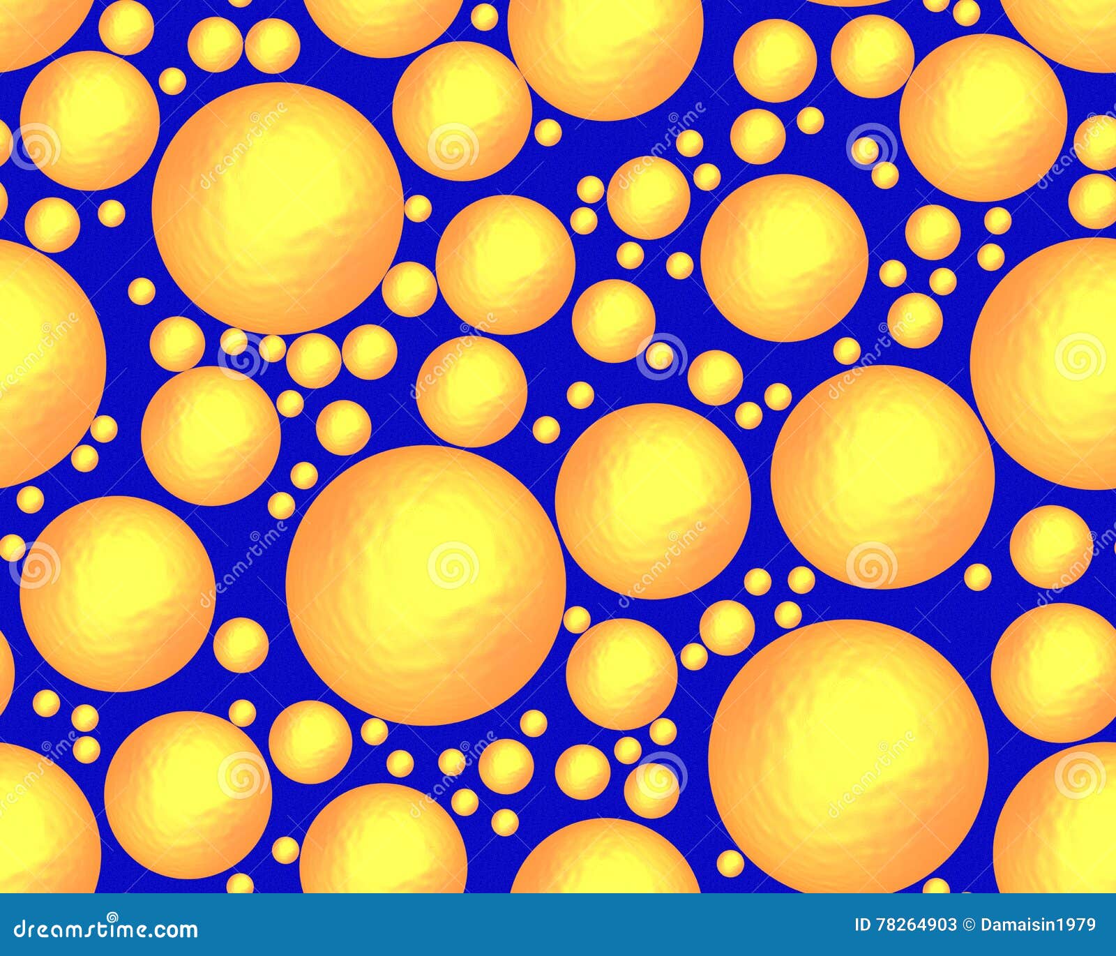 Abstract Yellow Bubbles on Blue Background Stock Illustration ...