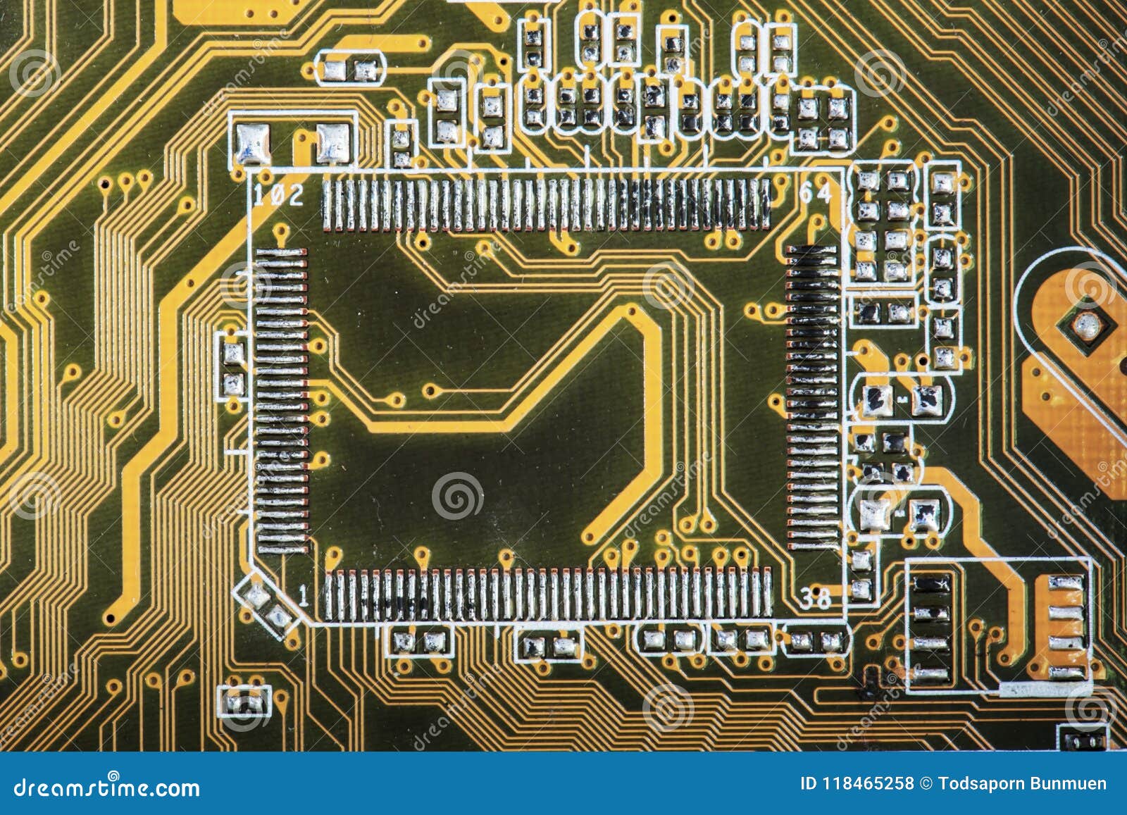 Abstract Yellow Circuit Board Computer Stock Photo - Image of hardware ...