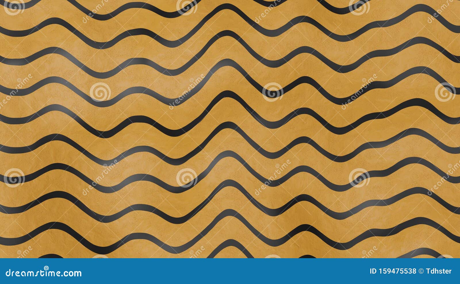 Abstract Yellow Color Wave Pattern with Black Lines. 3d Illustration ...