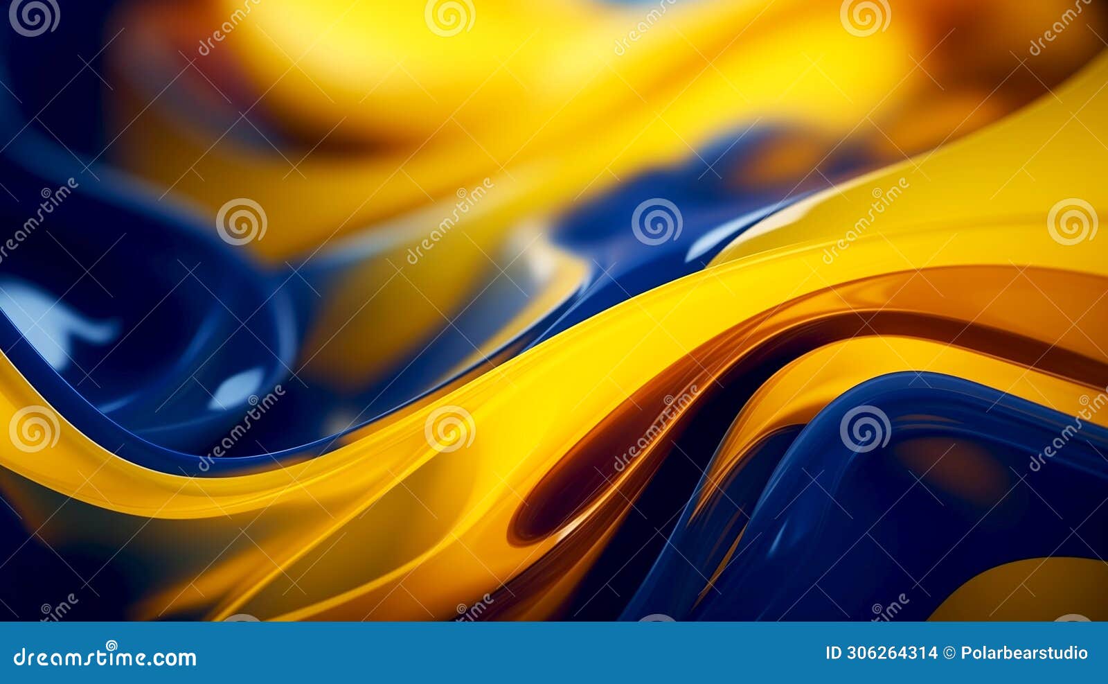 Abstract Yellow and Dark Blue Curved Wave Flow with Dot Illustration ...