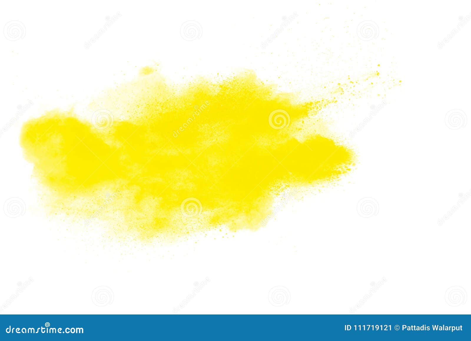 Abstract Yellow Dust Explosion on White Background. Stock Image - Image ...