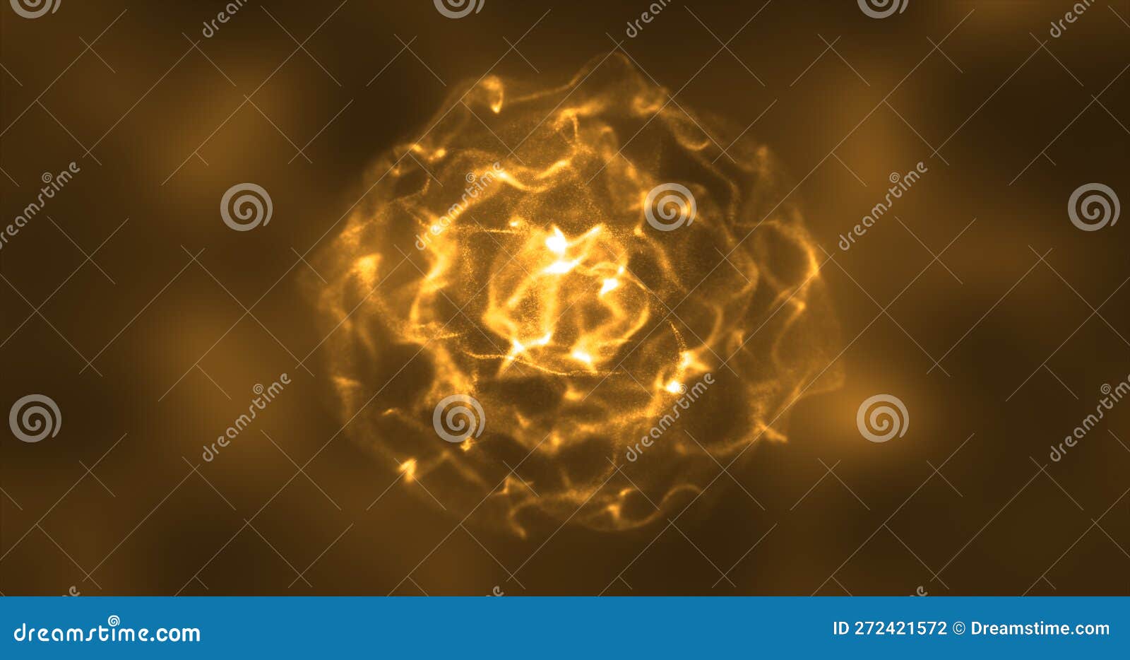 Abstract Yellow Energy Round Sphere Glowing with Particle Waves Hi-tech ...