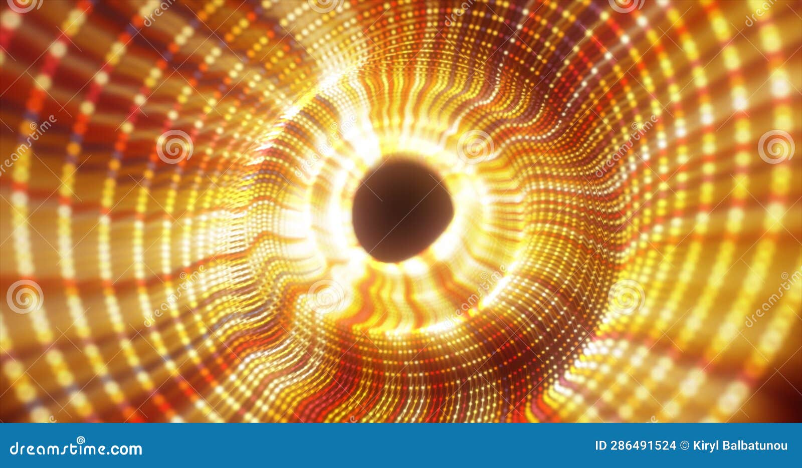 Abstract Yellow Energy Tunnel Made of and a Grid of High-tech Lines ...