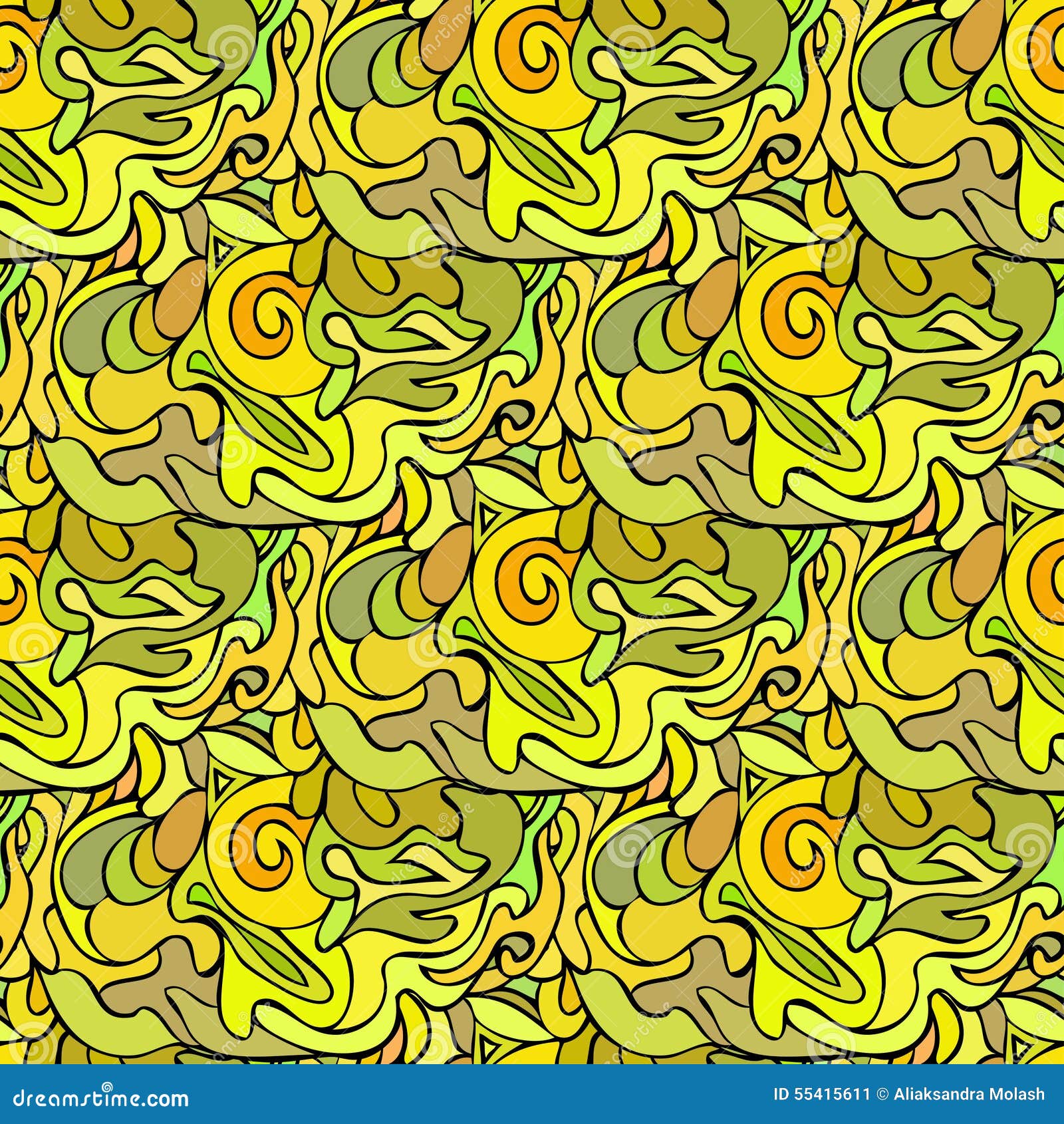 Abstract Yellow Floral Seamless Pattern Stock Vector - Illustration of ...