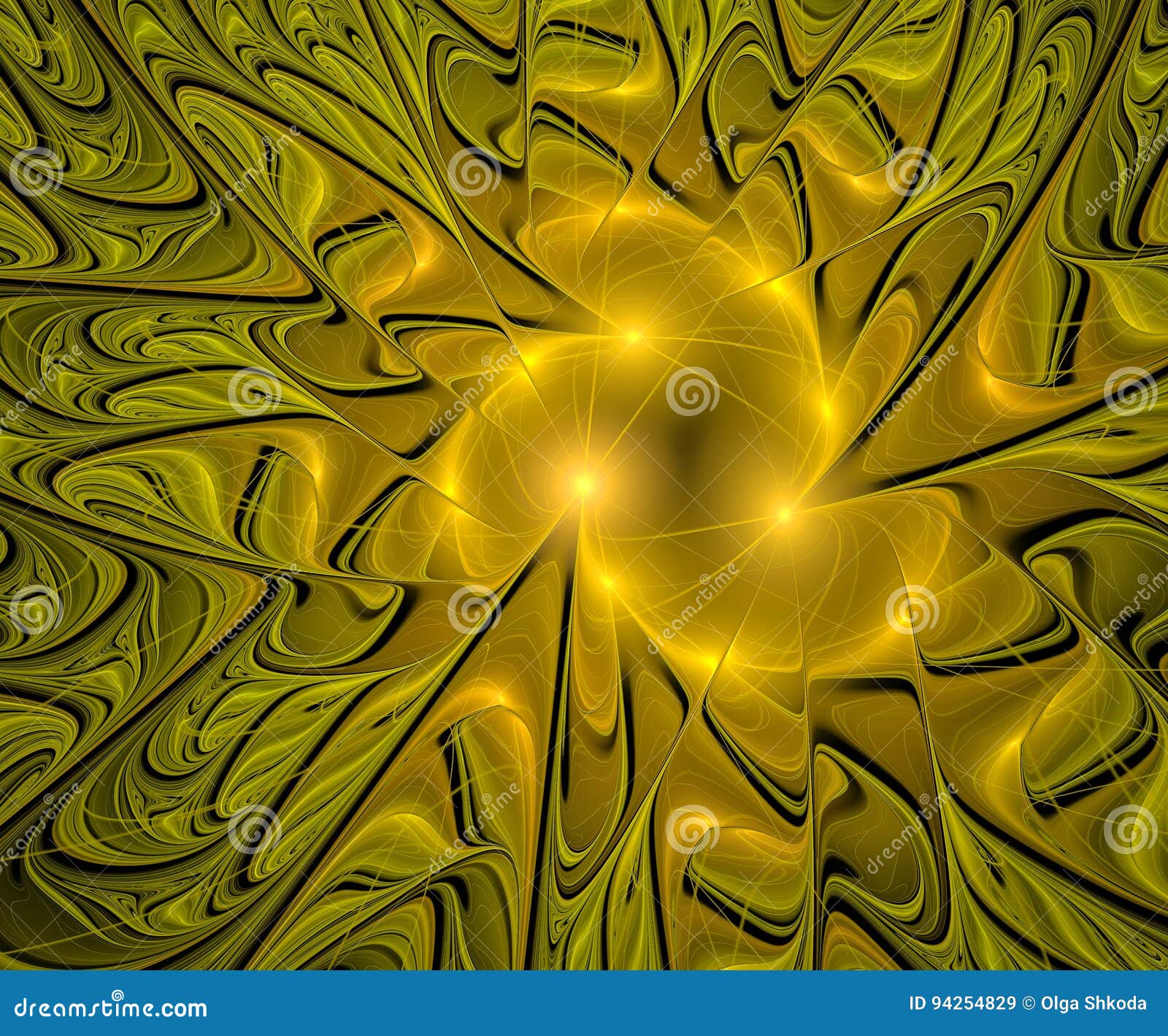 Abstract Yellow Fractal Background Stock Illustration - Illustration of ...