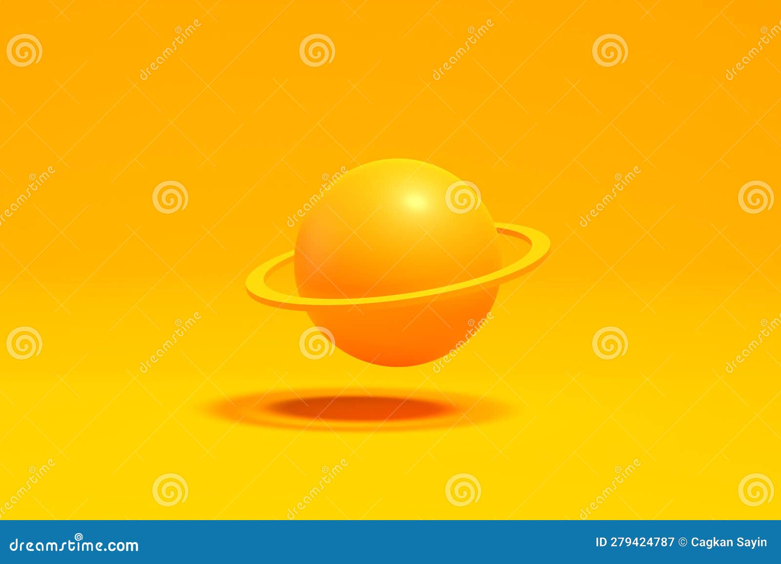Abstract Yellow Geometric Sphere Levitating with an Orbit. Planet ...