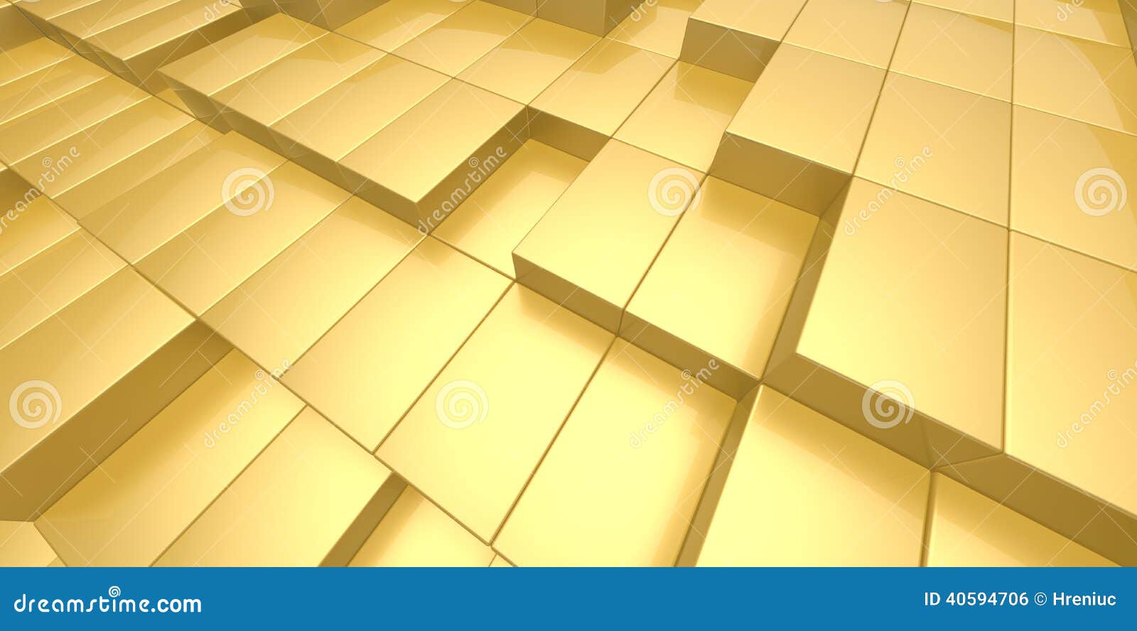 Abstract Yellow Gold Background of 3d Blocks Stock Illustration ...
