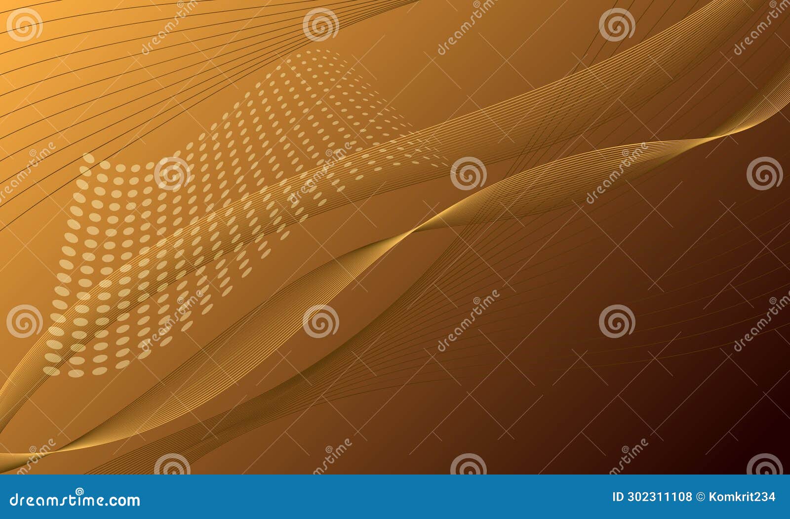 Abstract Yellow Gold with Smooth Lines Wave Curves on Gradient ...