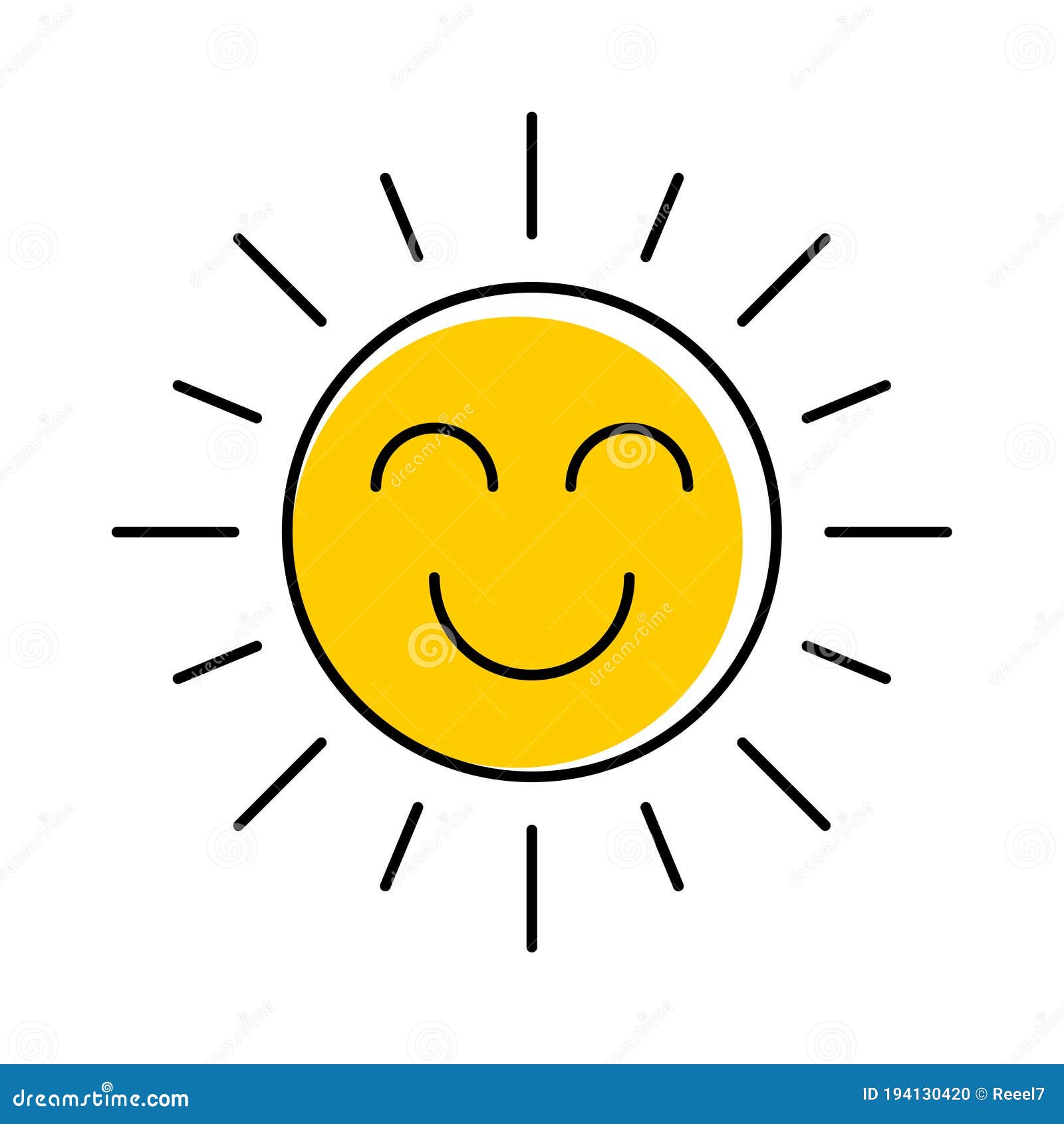 Abstract Yellow Happy Smiling Sun Icon. Stock Vector - Illustration of icon, creative: 194130420