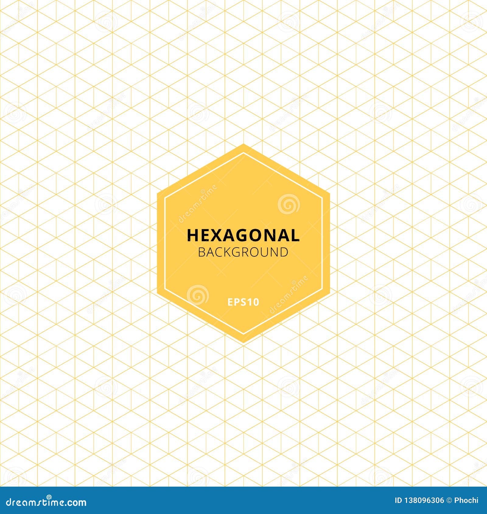 Abstract Yellow Hexagons Pattern on White Background. 3D Geometric ...