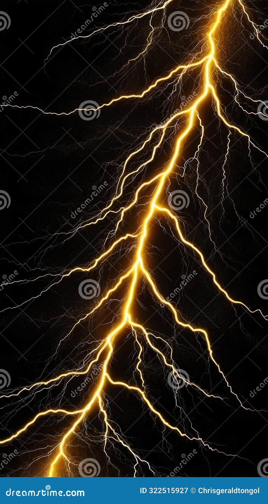Abstract Yellow Lightning Design in Black Ai Generated Stock ...