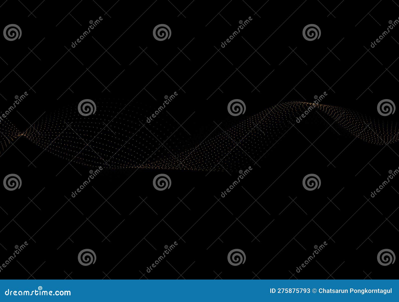 Abstract Yellow Lines Dot Dynamic Wave Flowing Particles on Black ...