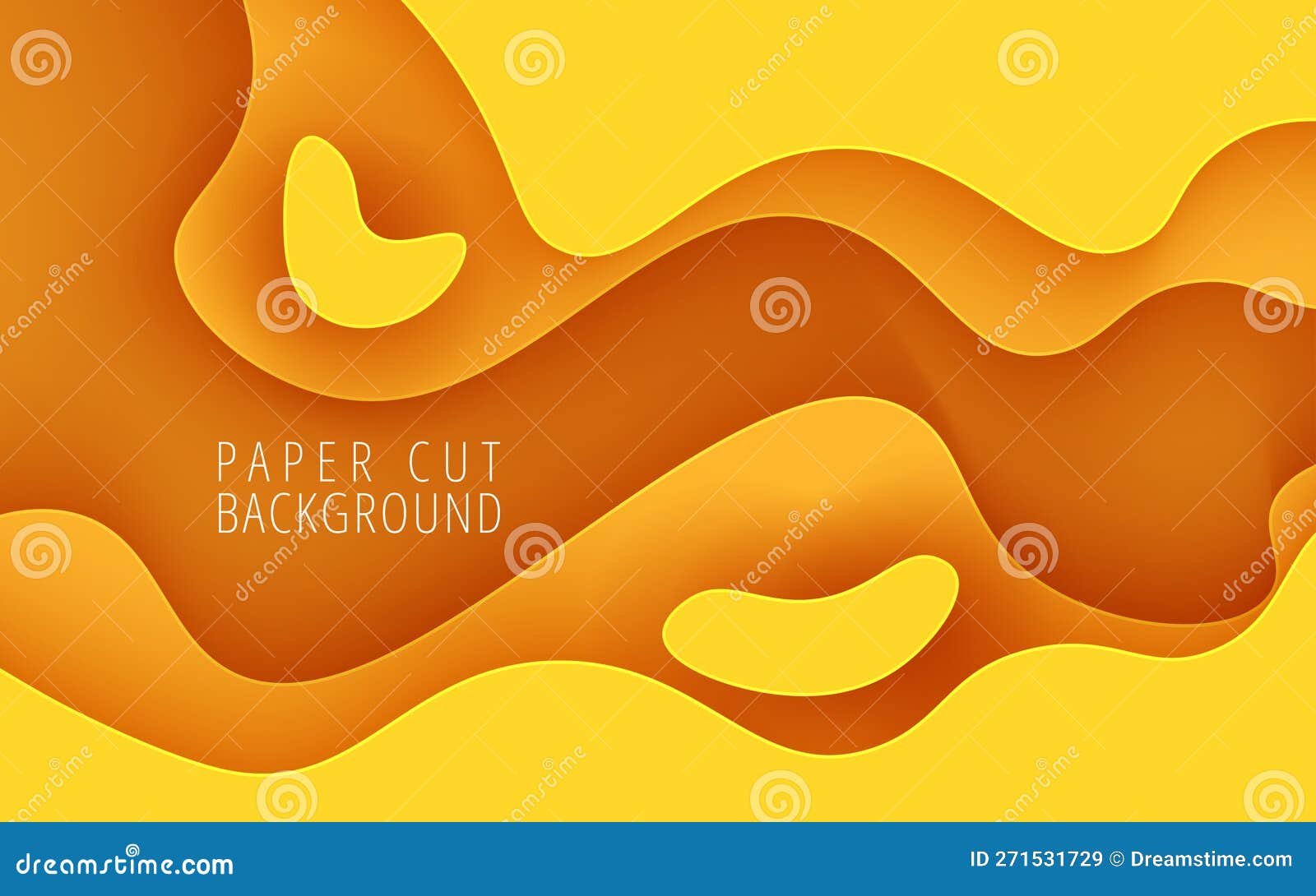 Abstract Yellow Liquid Color Papercut Wavy Layers Background. Stock ...