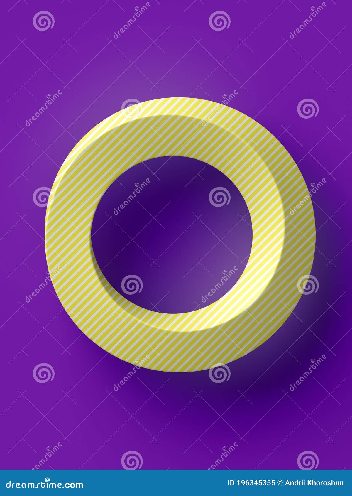 Abstract Yellow Mobius Ring on Pink Background. Modern Minimal Design ...