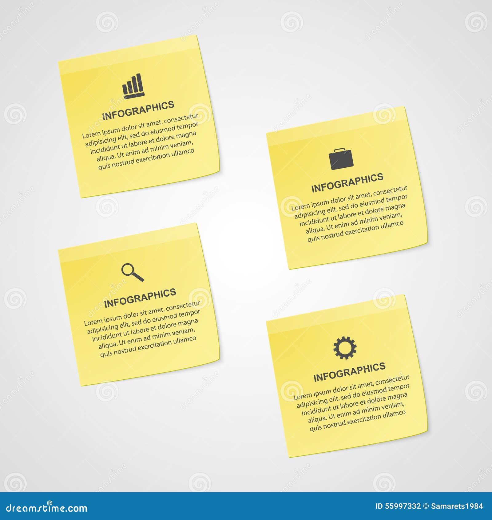Abstract Yellow Note Paper Options Infographics Template. Stock Vector ...