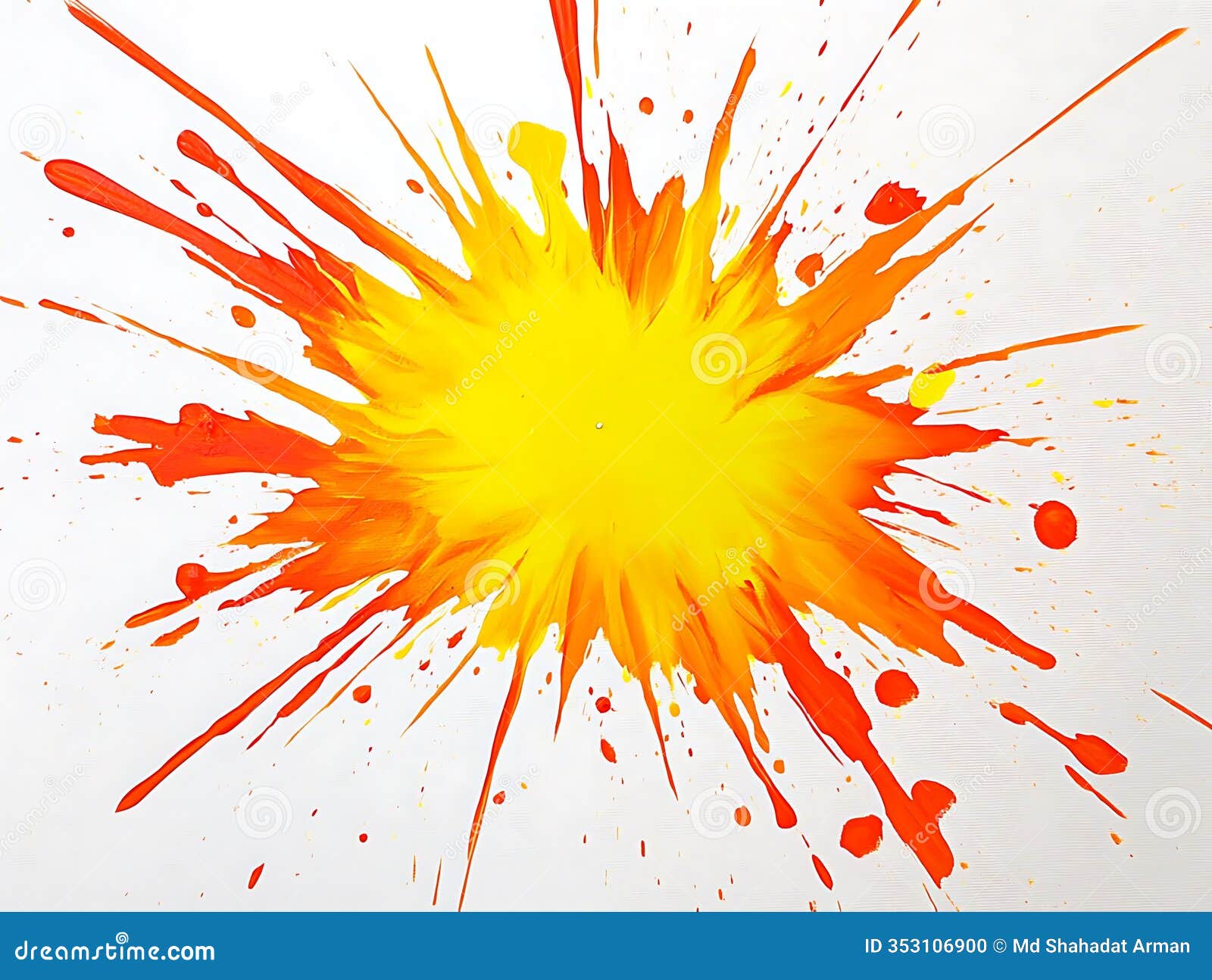 Abstract Yellow and Orange Paint Splatter on White Background Stock ...