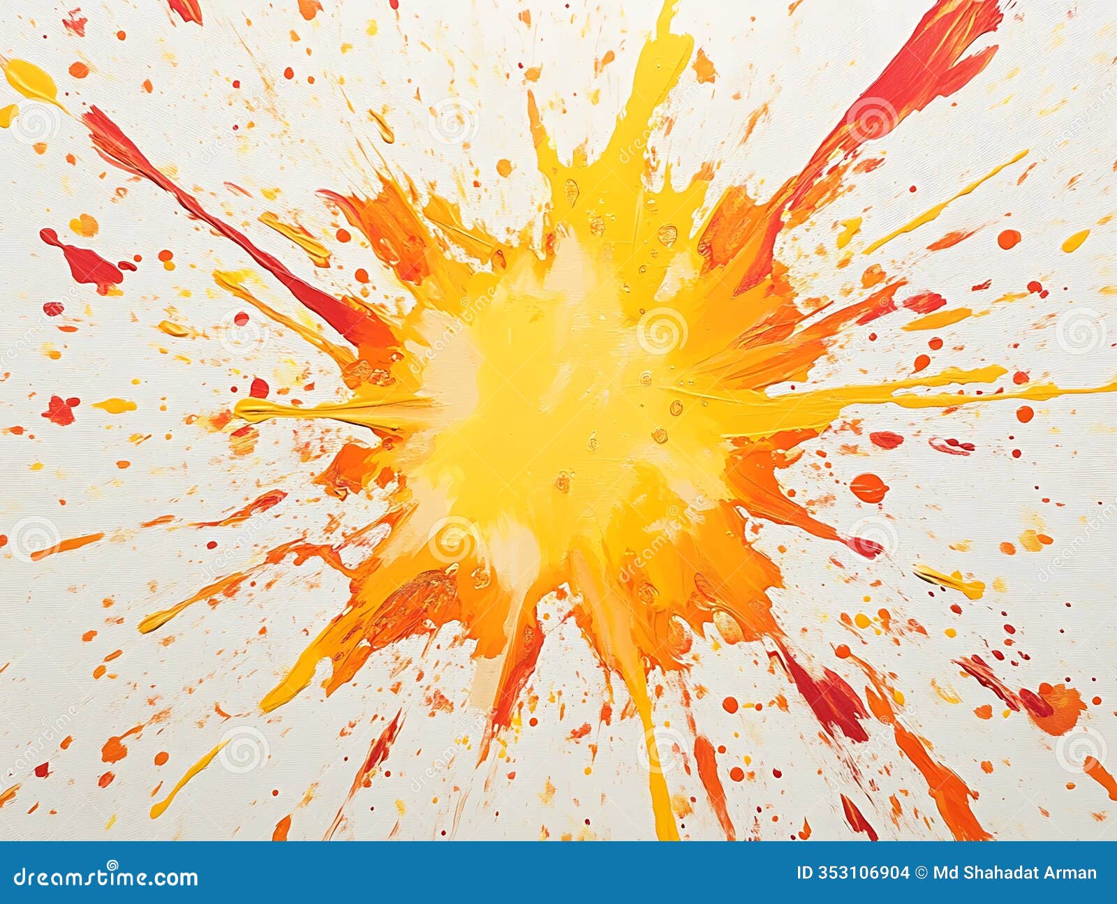 Abstract Yellow and Orange Paint Splatter on White Background Stock ...