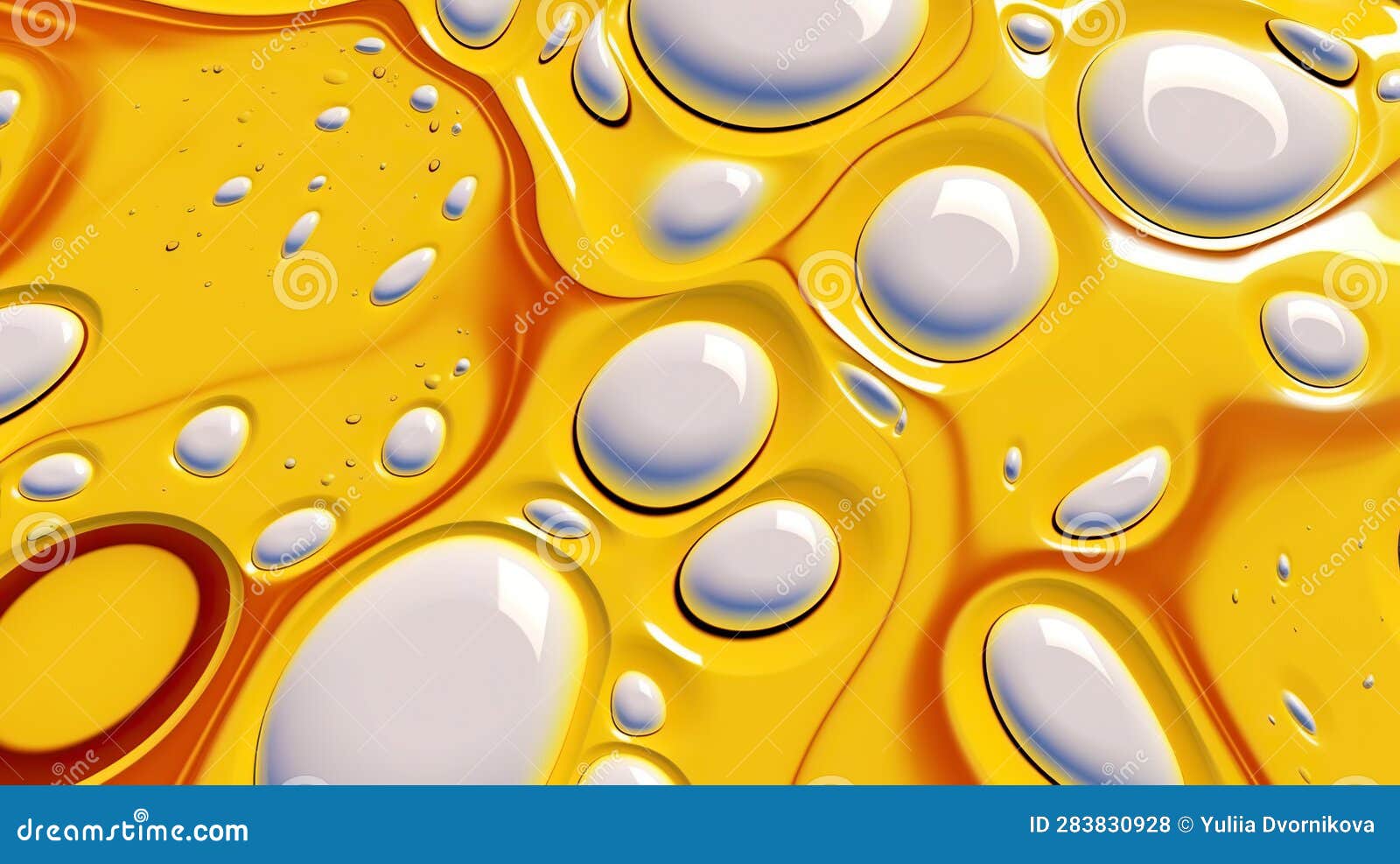 Abstract Yellow Paint Drops Mixed in White Oil Background. Non-mixing ...