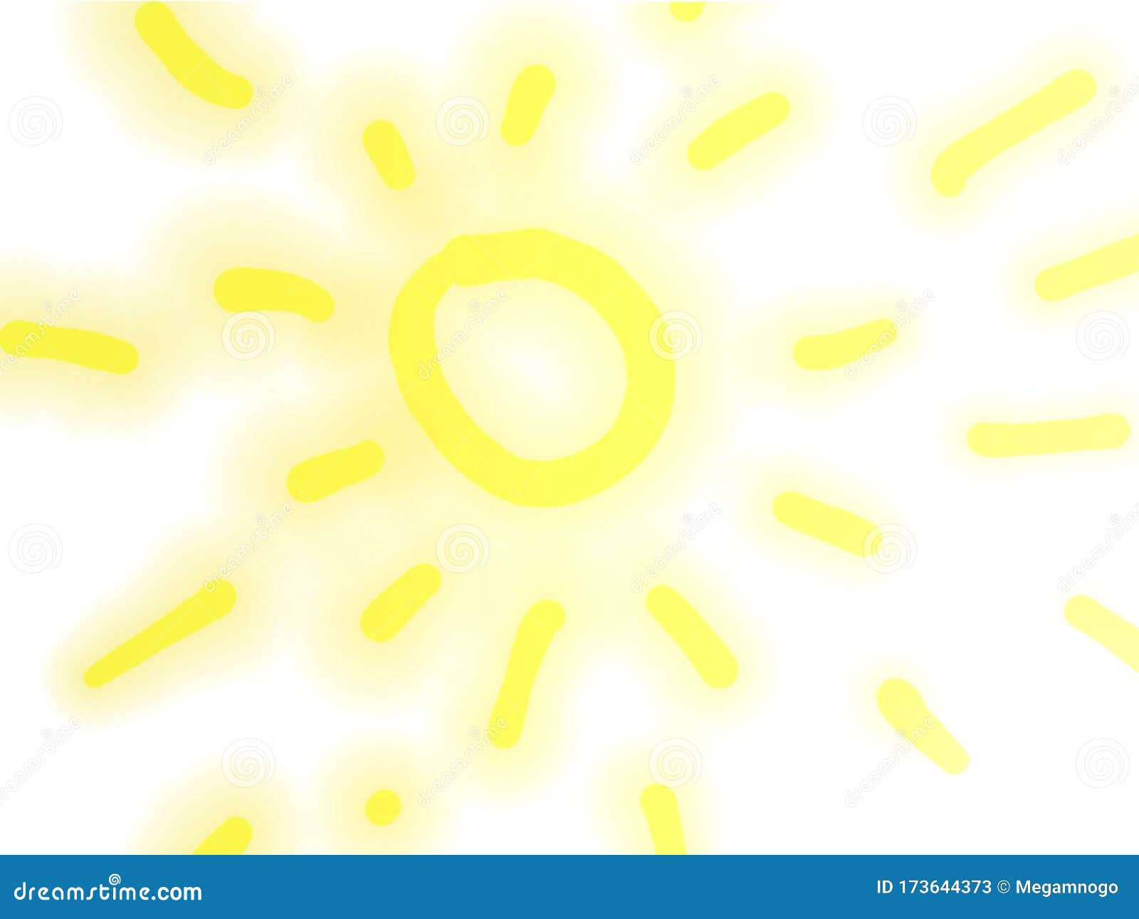 Abstract Yellow Painted Sun on White Background Stock Illustration ...