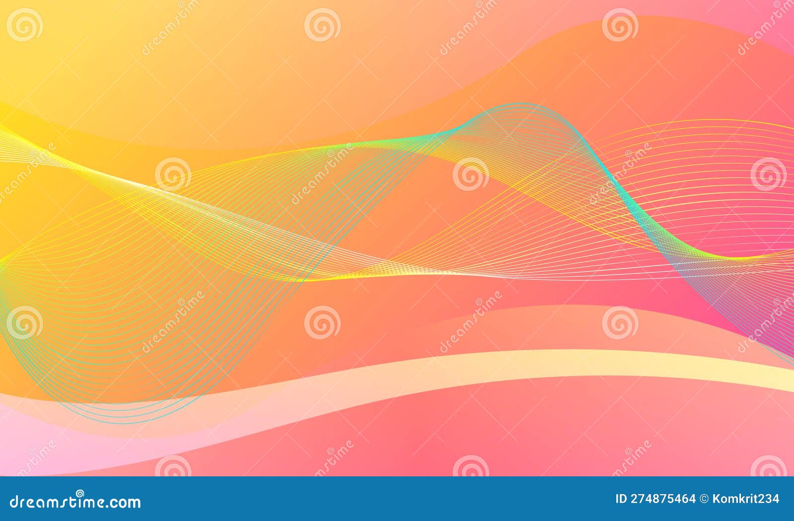 Abstract Yellow Pink Lines Curve Wave with Soft Gradient Background ...