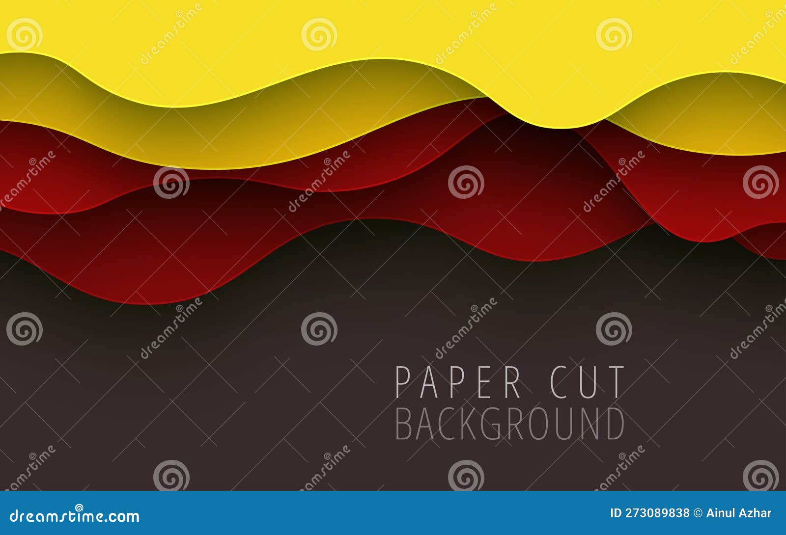 Abstract Yellow Red Brown Color Dynamic Wavy Overlap Layers Papercut ...