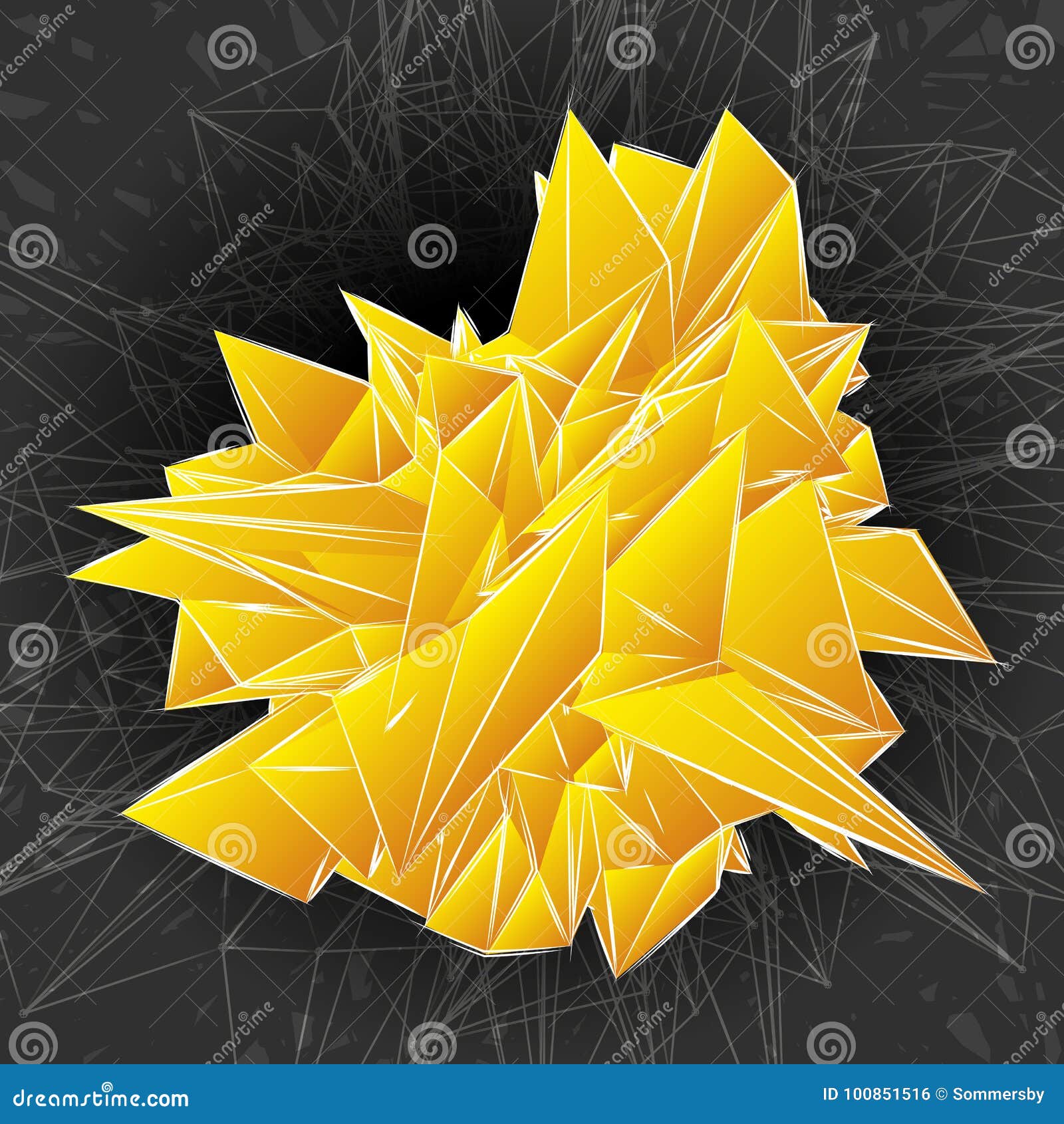 Abstract Yellow Shape on the Dark Background Stock Vector ...