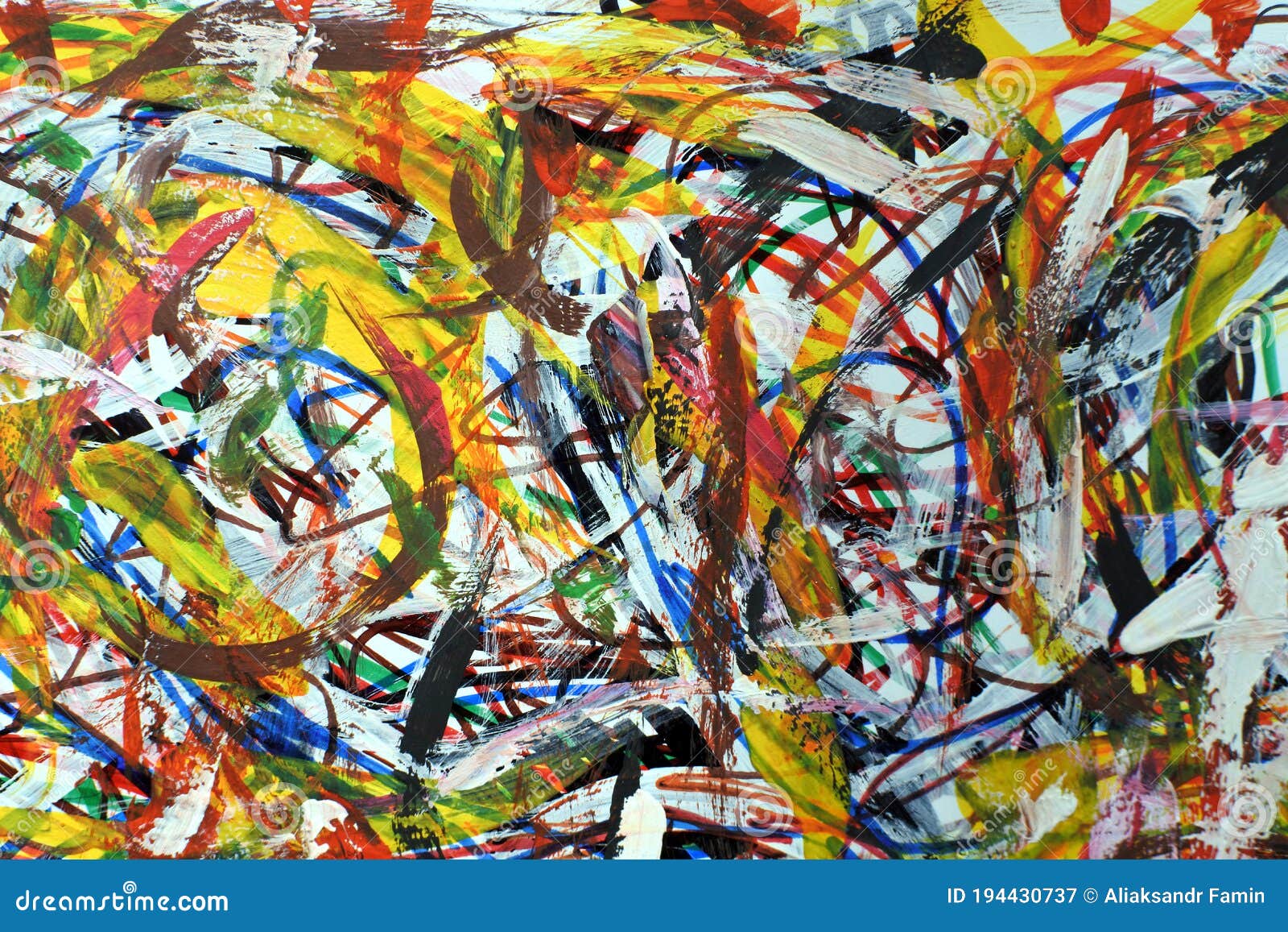 Abstract Yellow Spots on a Multicolored Background. a Dirty, Scribbled ...