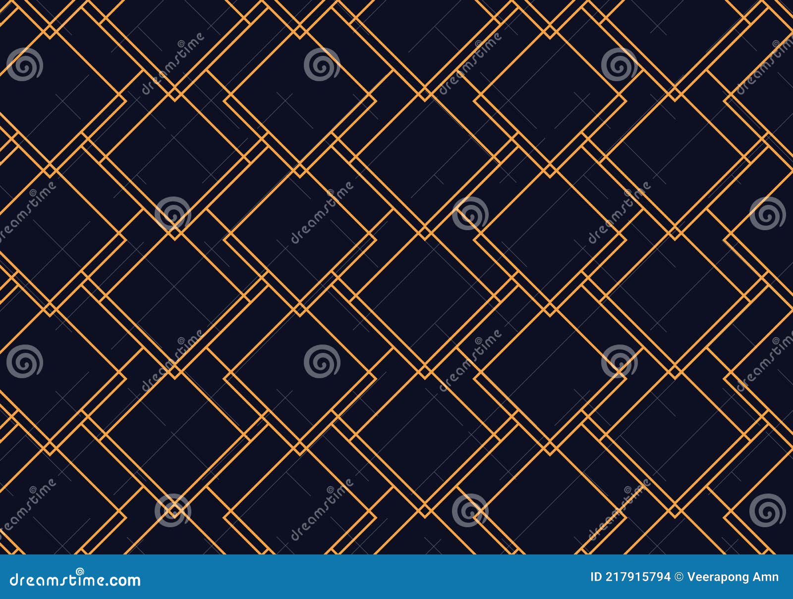 Abstract Yellow Square Line Design with a Dark Blue Background. Stock ...